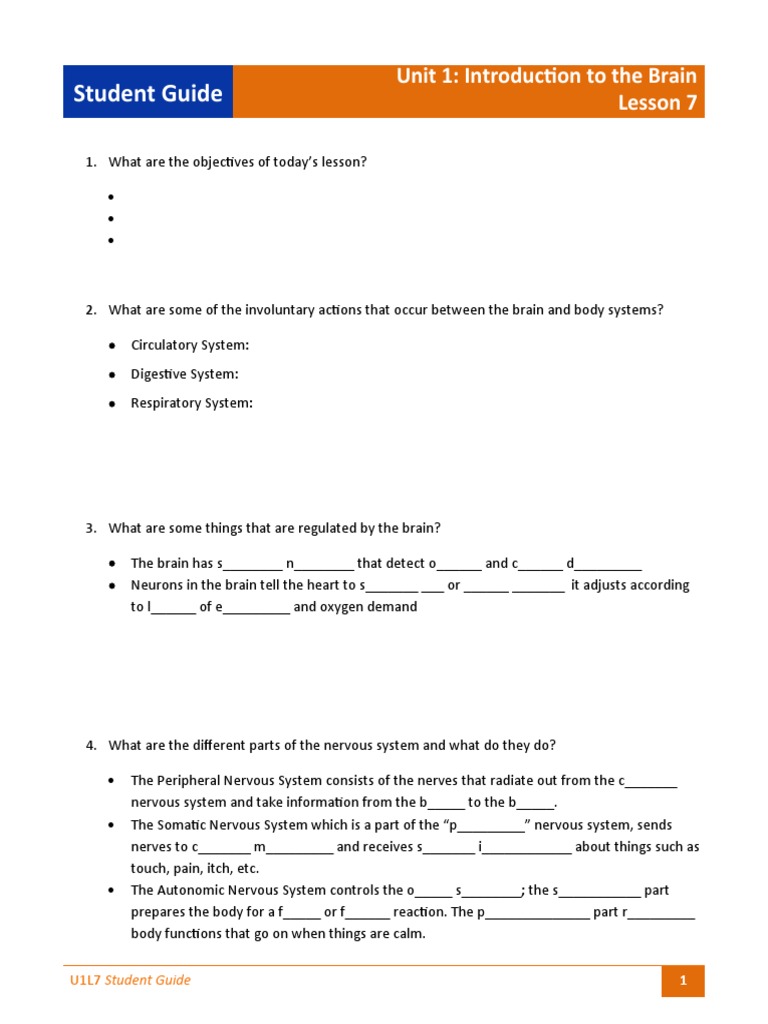 U1L7 Student Guide (1) - 1 | PDF | Cardiopulmonary Resuscitation | Nervous System