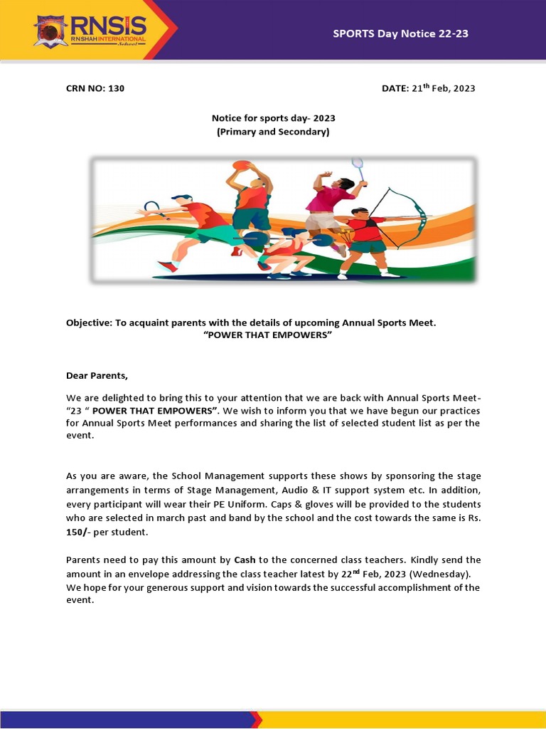 SPORTS Day Notice 22-23 | PDF