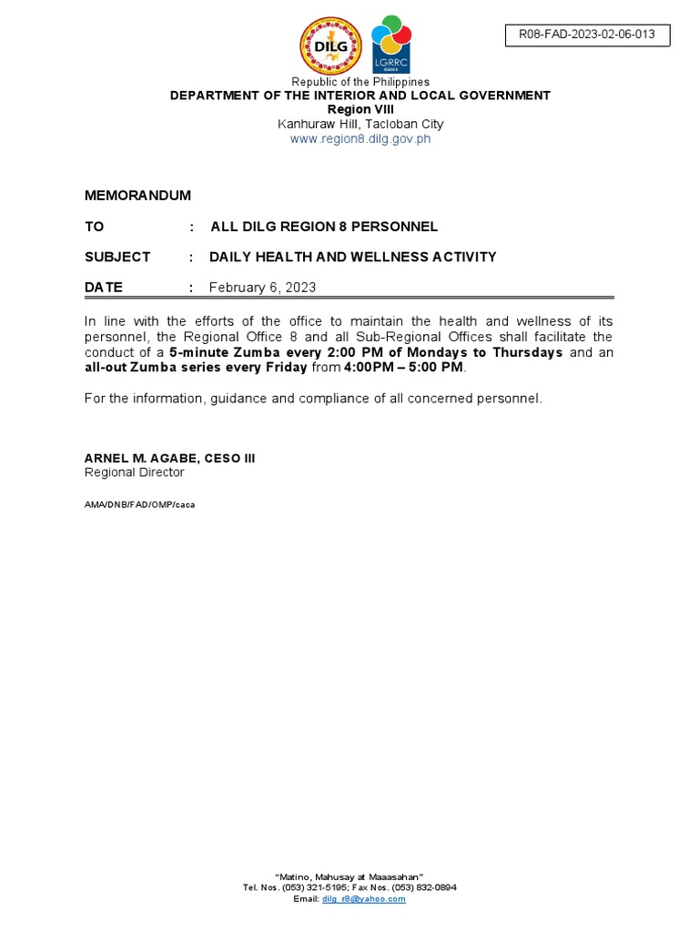 Memo - Daily Health and Wellness Activity | PDF