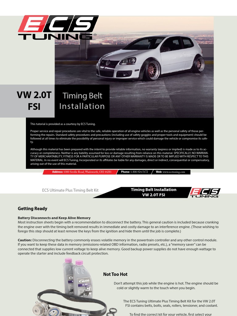 VW 2.0T FSI Timing Belt Guide | PDF | Belt (Mechanical) | Screw