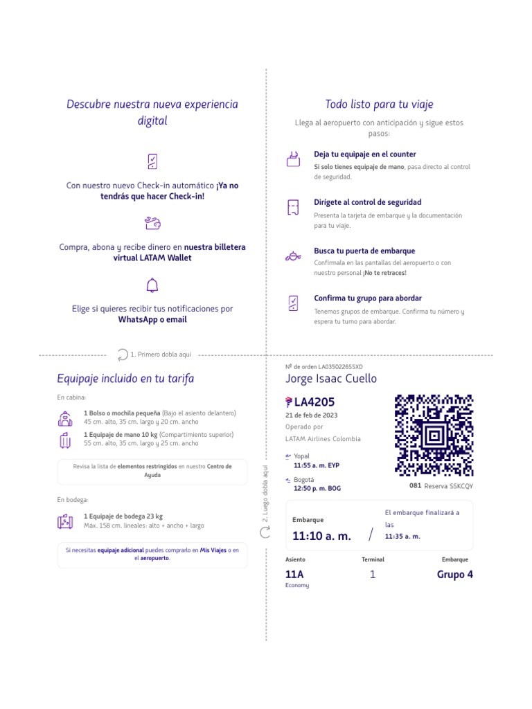Tarjeta de Embarque - LATAM Airlines | PDF | Aviación | Transporte
