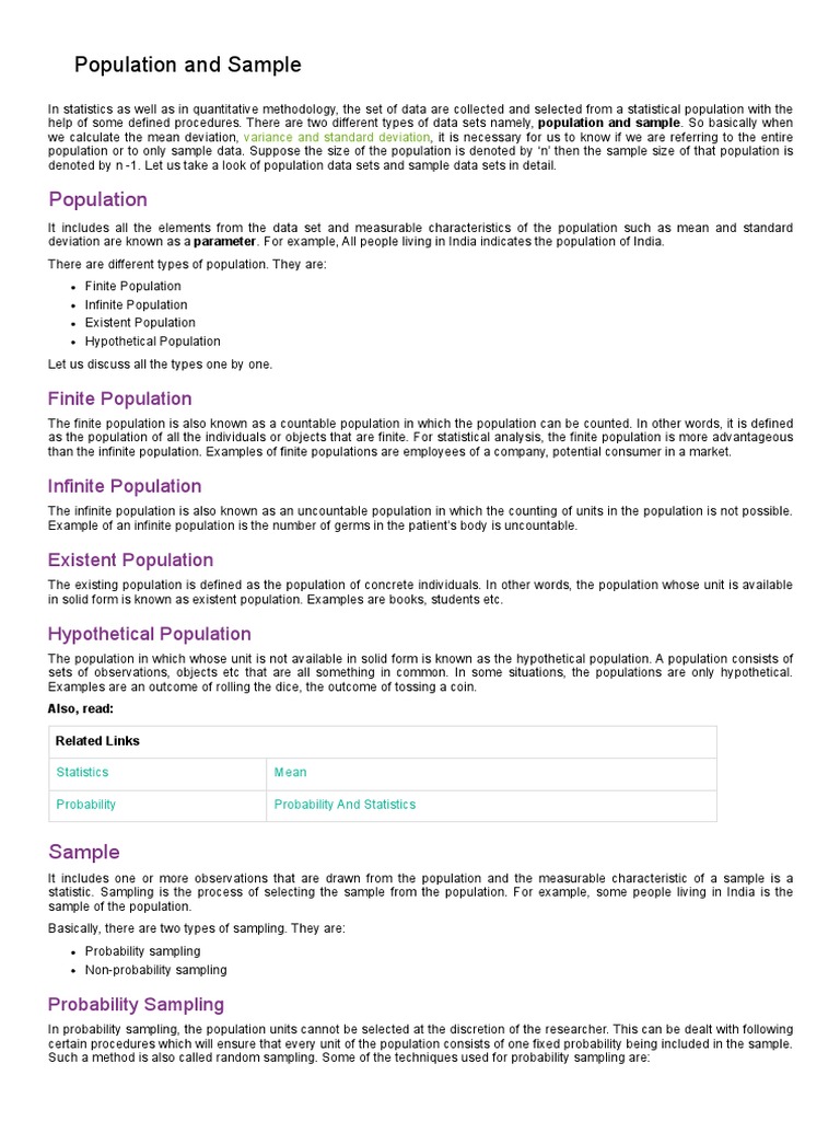 Population and Sample - Definition, Types, Formulas and Examples ...