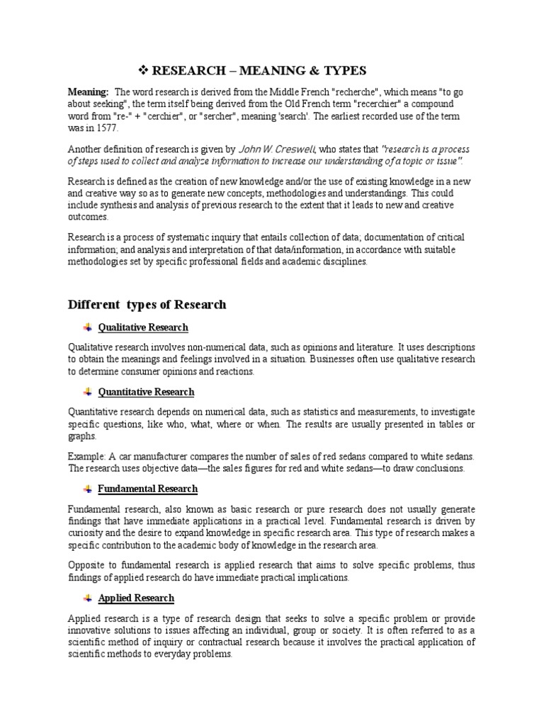 Research Types & Research Designs | PDF | Methodology | Research Design