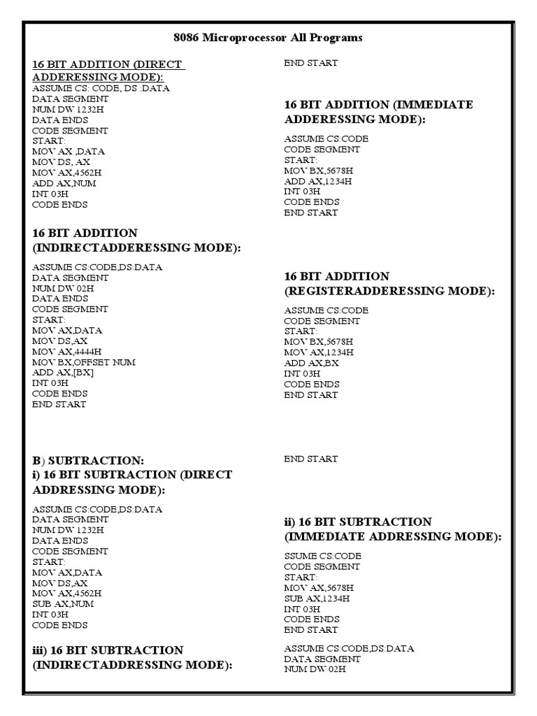 8086 Programs | PDF | Assembly Language | Computing