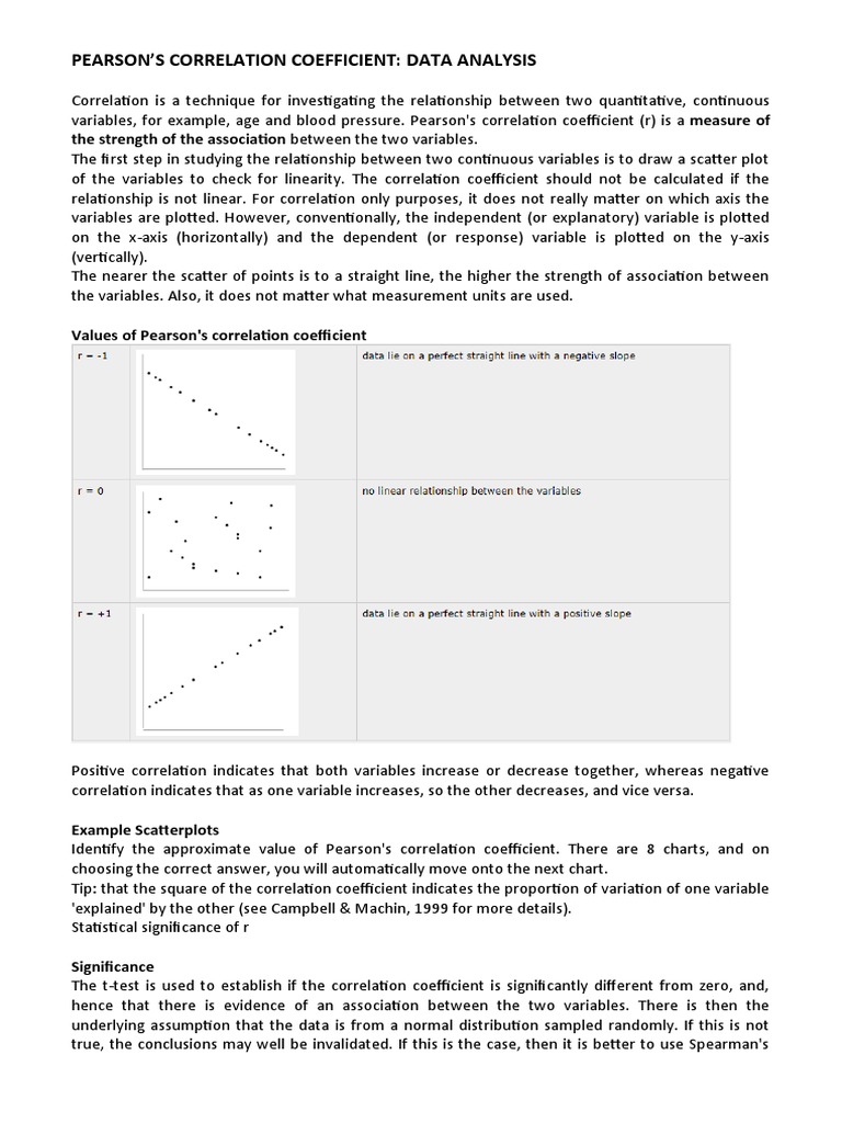 Pearson's Correlation Coefficient | PDF | Statistics | Statistical Analysis