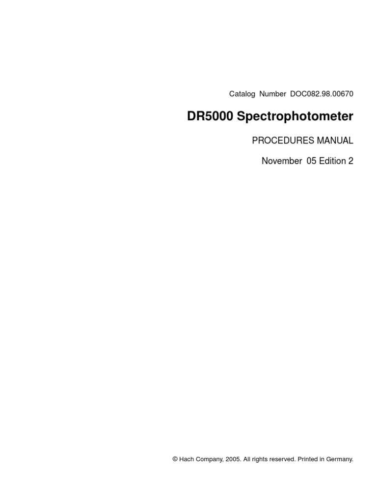 DR 5000 Spectrophotometer Manual | PDF | Nitrate | Magnesium