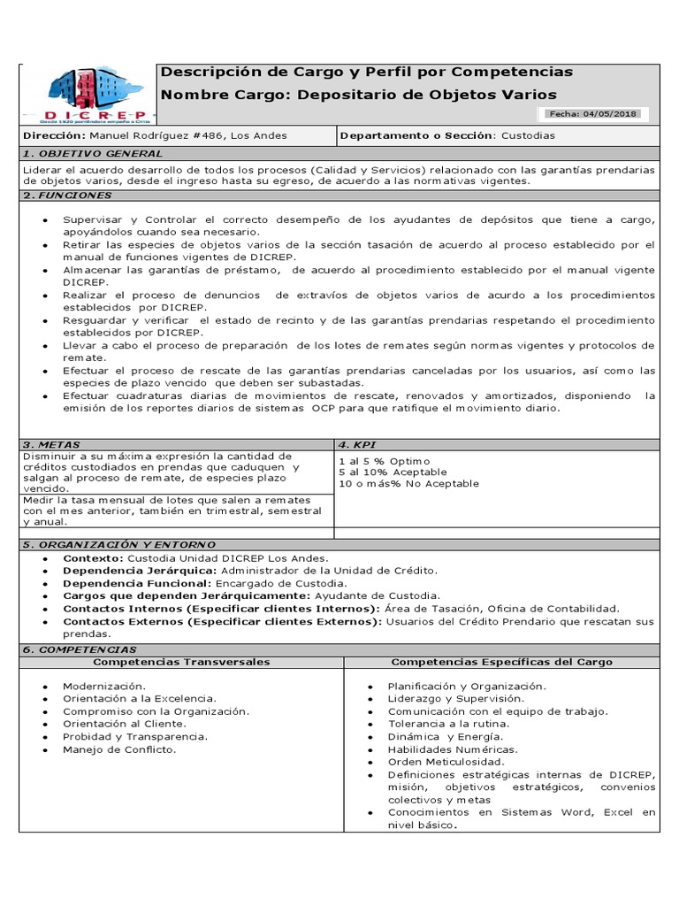 Actividad Descriptor de Cargo | PDF | Informática