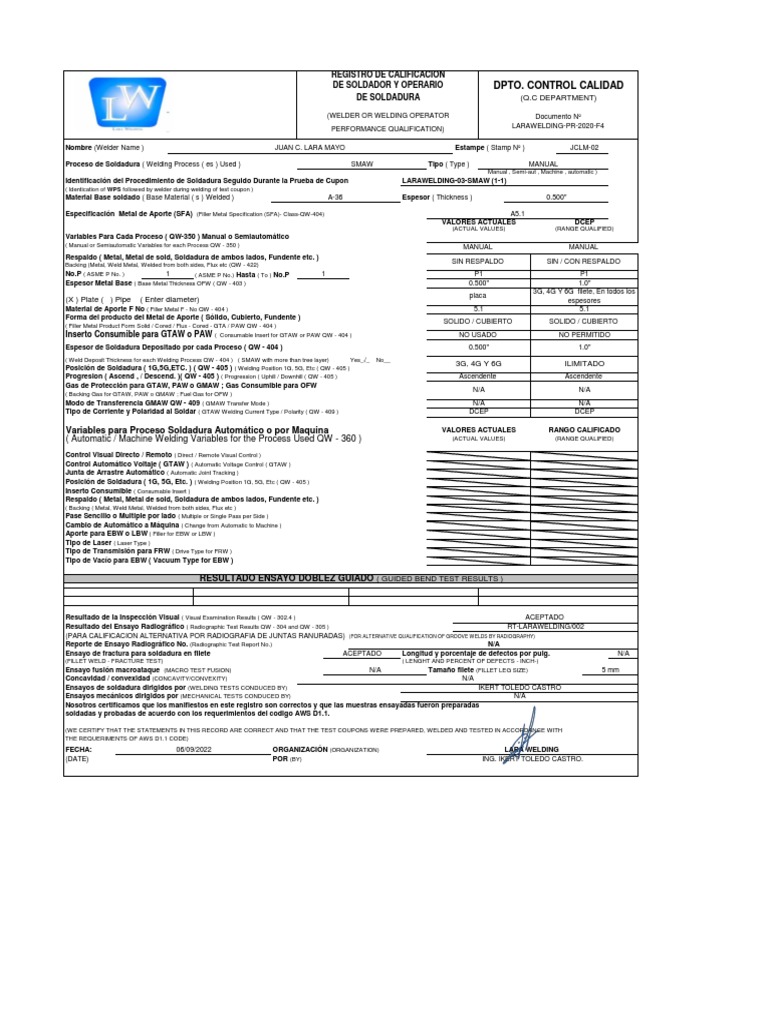 WPQ JCLM-02 | PDF | Construcción | Soldadura