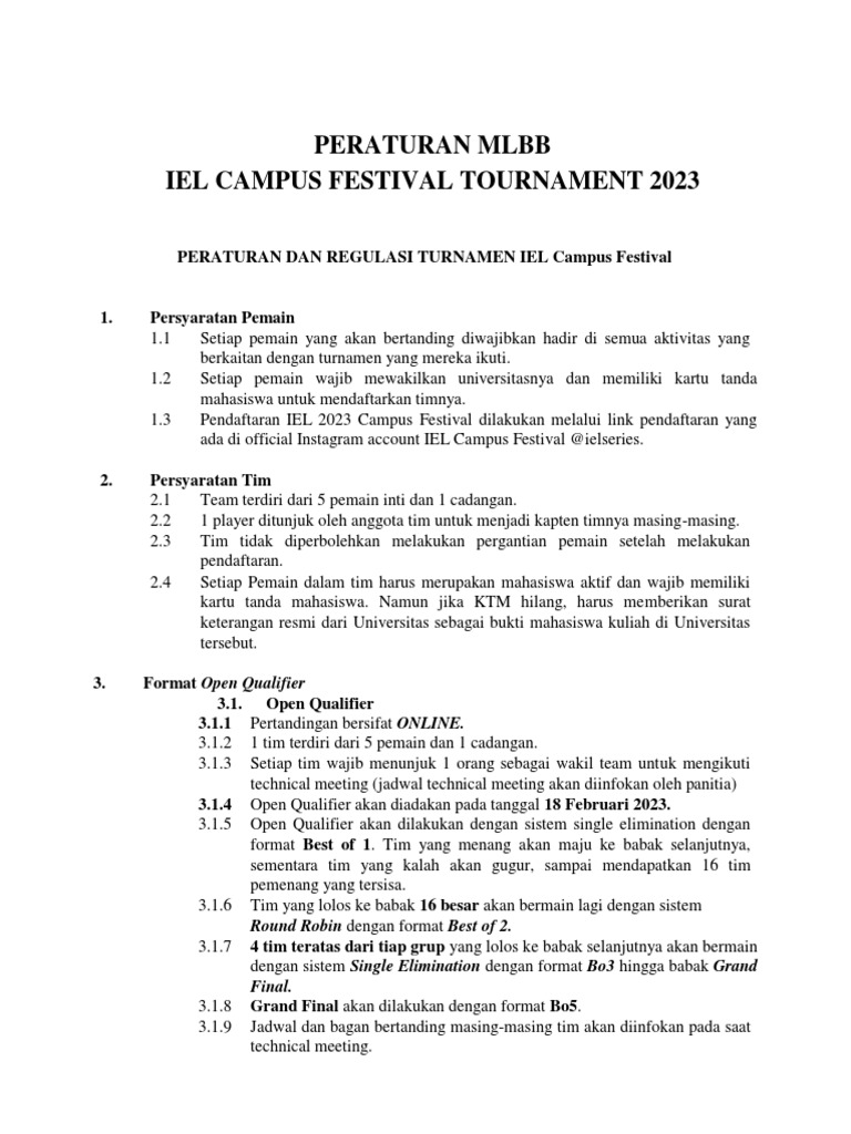 Iel Campus Fest 2023 - Rules MLBB | PDF
