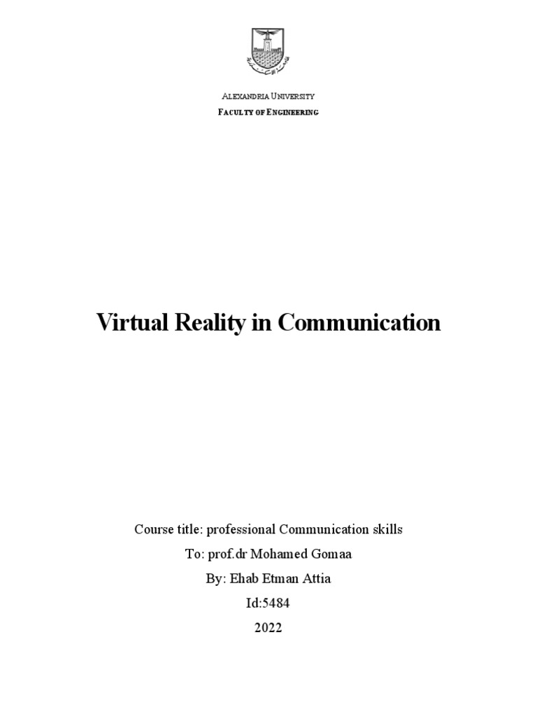VR and Communication | PDF | Augmented Reality | Virtual Reality