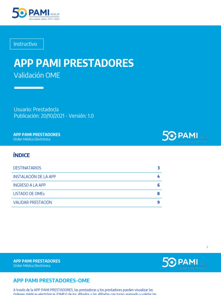 Ome App Pami Prestadores 20211020 v.1.0 Instructivo | PDF | Aplicación movil | Google Play