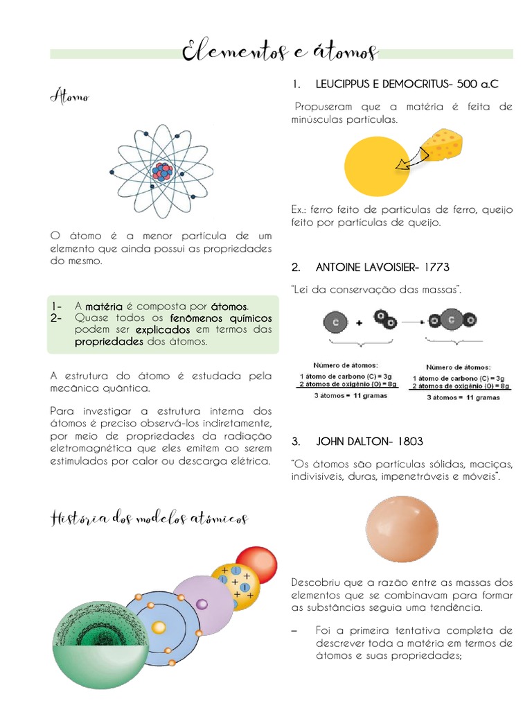 Elementos e Átomos | PDF | Elétron | Átomos
