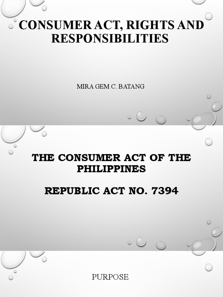 Consumer Act, Rights and Responsibilities | PDF | Safety | Consumer Protection