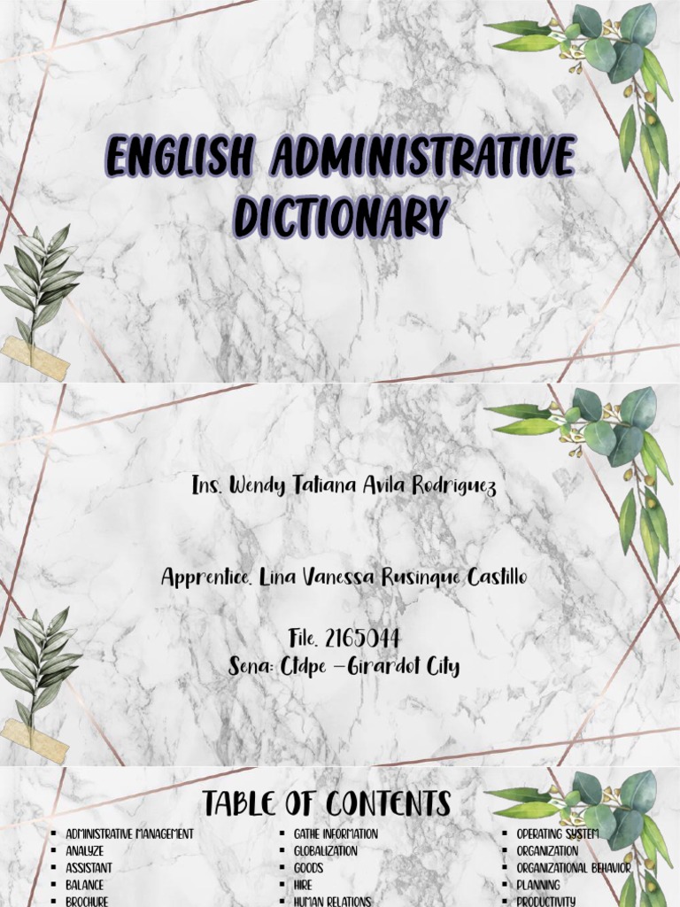 Administrative Dictionary Overview | PDF