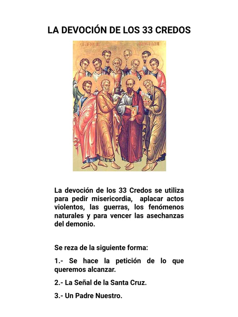 Devoción y Oración de los 33 Credos | PDF | Oración | María, madre de Jesús
