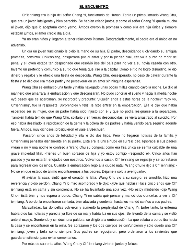 El Encuentro - Cuento Con Actividades | PDF | Género gramatical ...