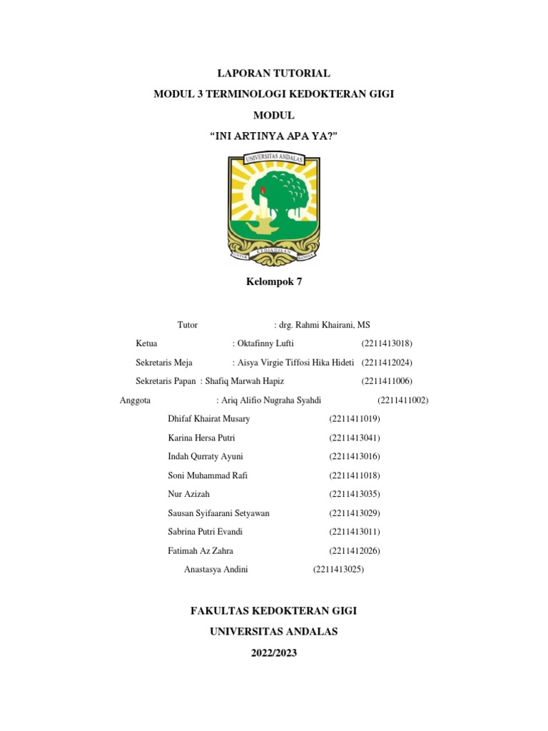 Laporan Tutorial Kelompok 7 Blok 1 Modul 3 | PDF
