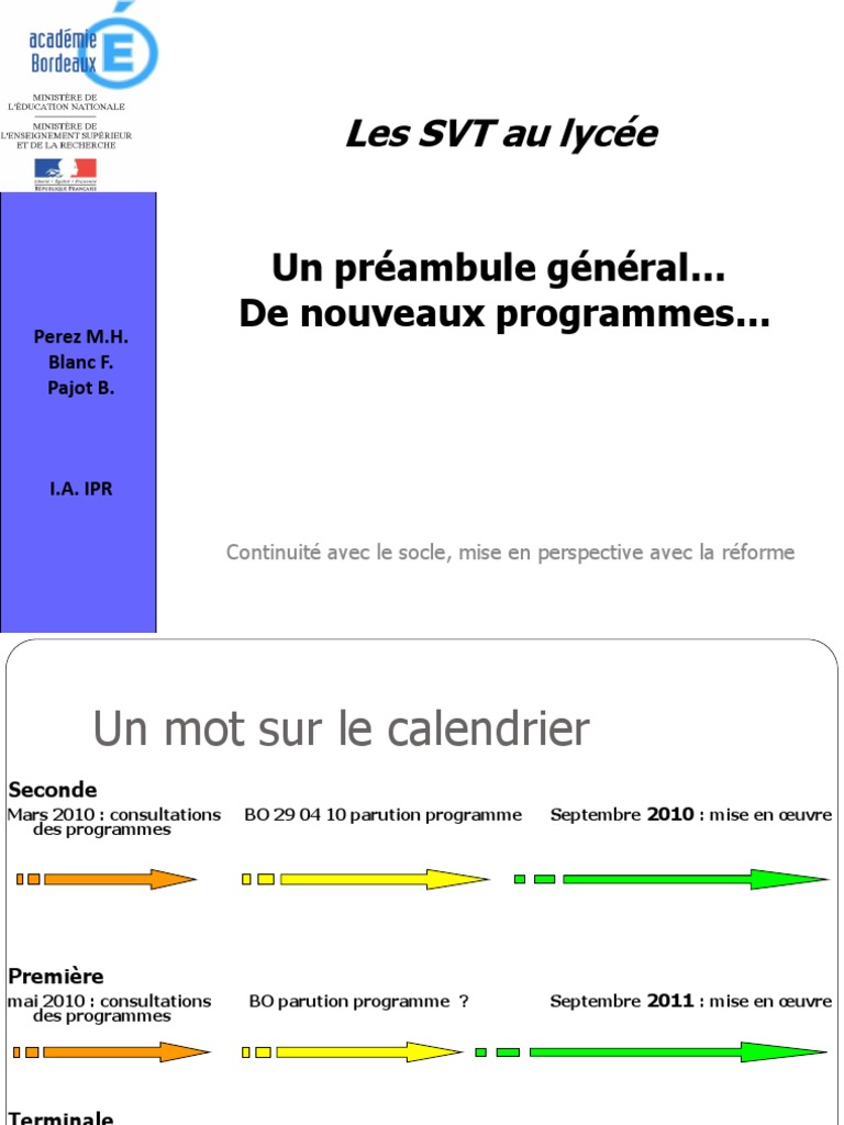 SVT au Lycée : Programmes et Objectifs | PDF | Science | Environnement ...