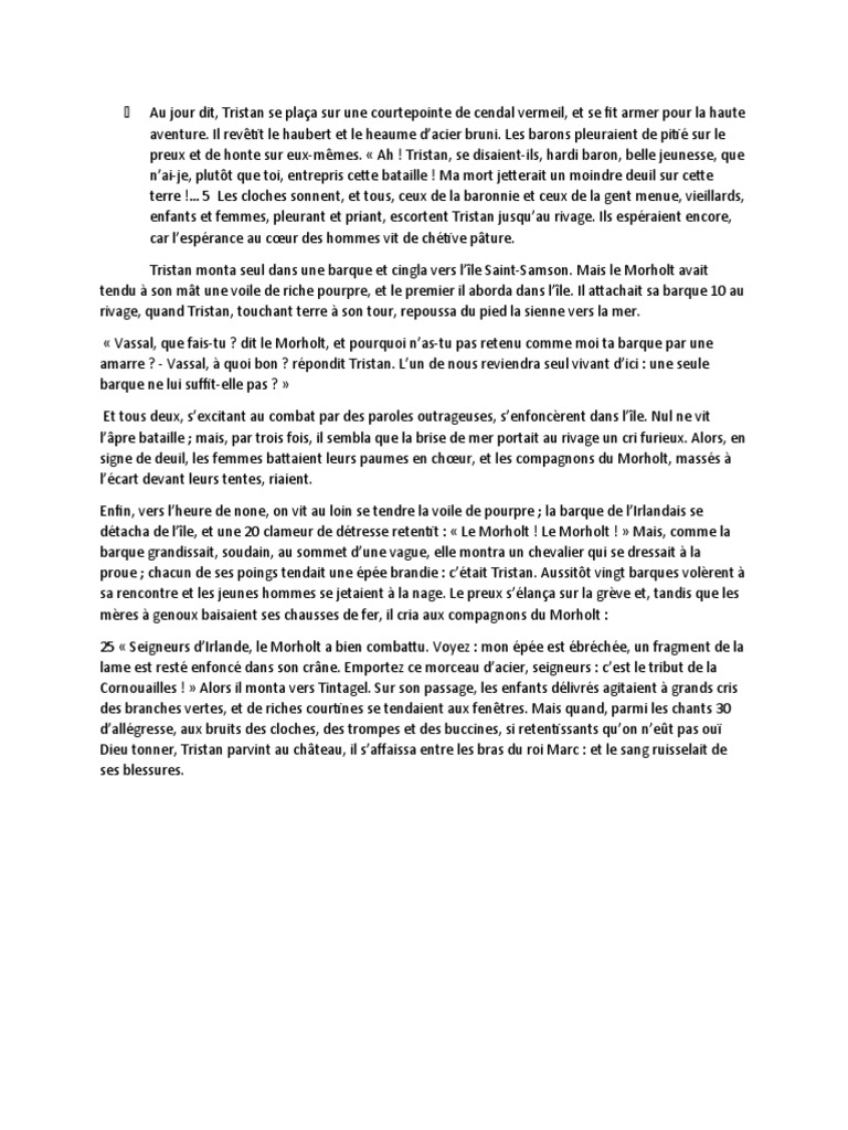 Combat de Tristan et le Morholt | PDF | Mythologie galloise ...
