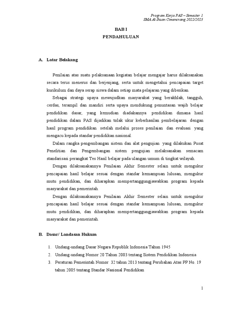 Proker Pas Desember Al Ihsan 2022 2023 - Sma | PDF