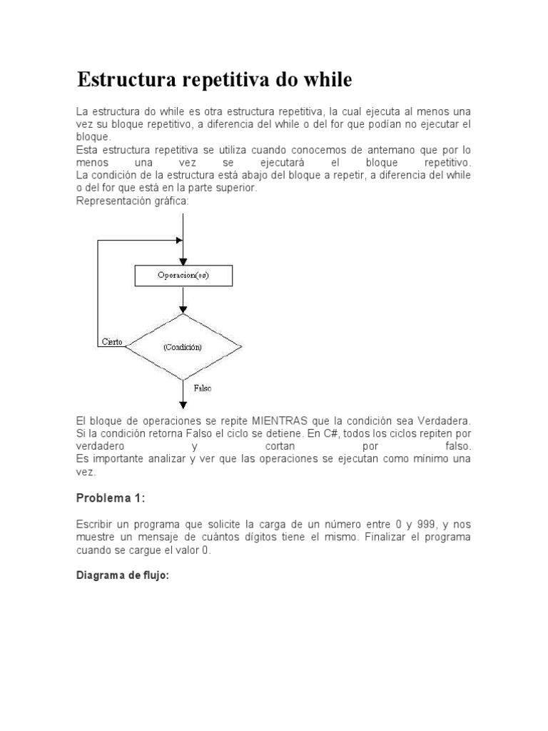 Estructura Repetitiva Do While | PDF | C Sharp (lenguaje de programación) | Desarrollo de software