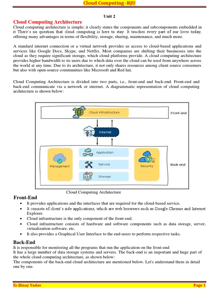 Unit 2 (Cloud Computing Architecture) | PDF | Cloud Computing | Software As A Service
