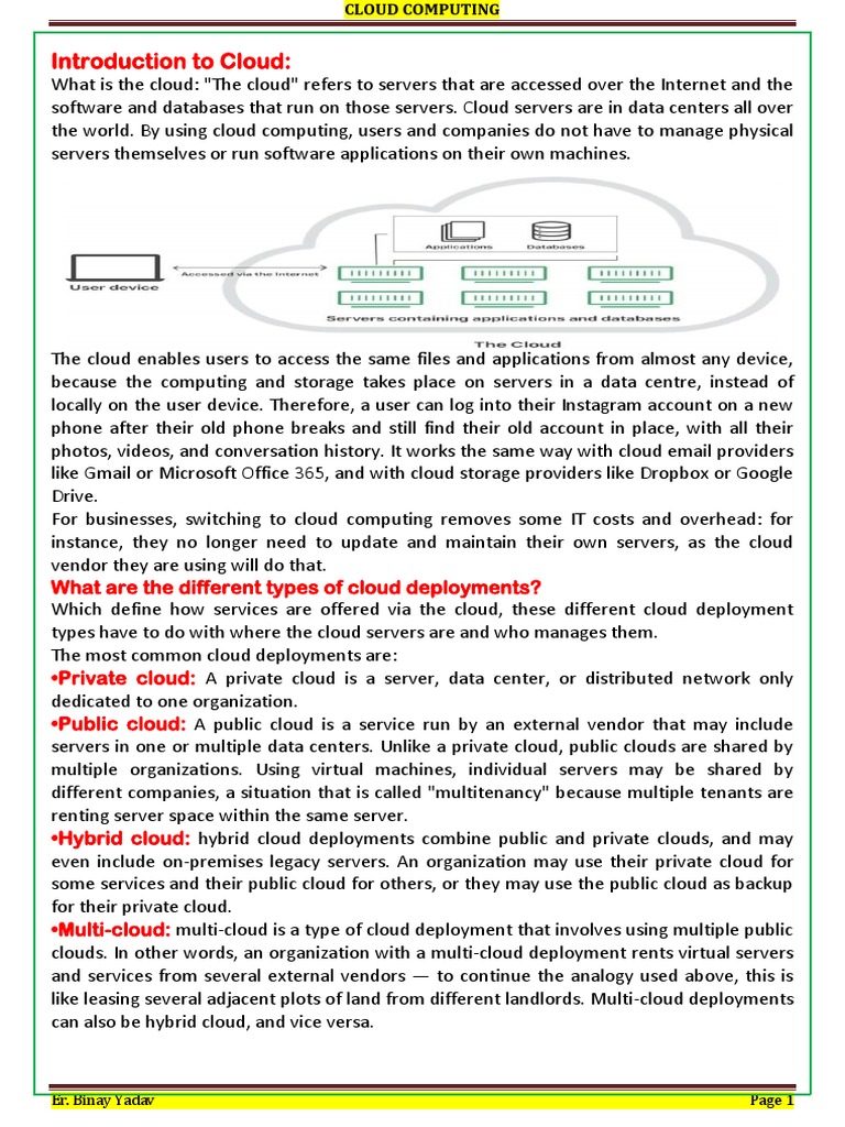 Unit-1 (Introduction To Cloud) | PDF | Cloud Computing | Software As A Service