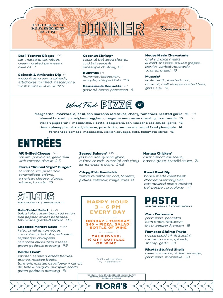 Flora's Menu (Dinner) - 3 | PDF | Salad | Pickling