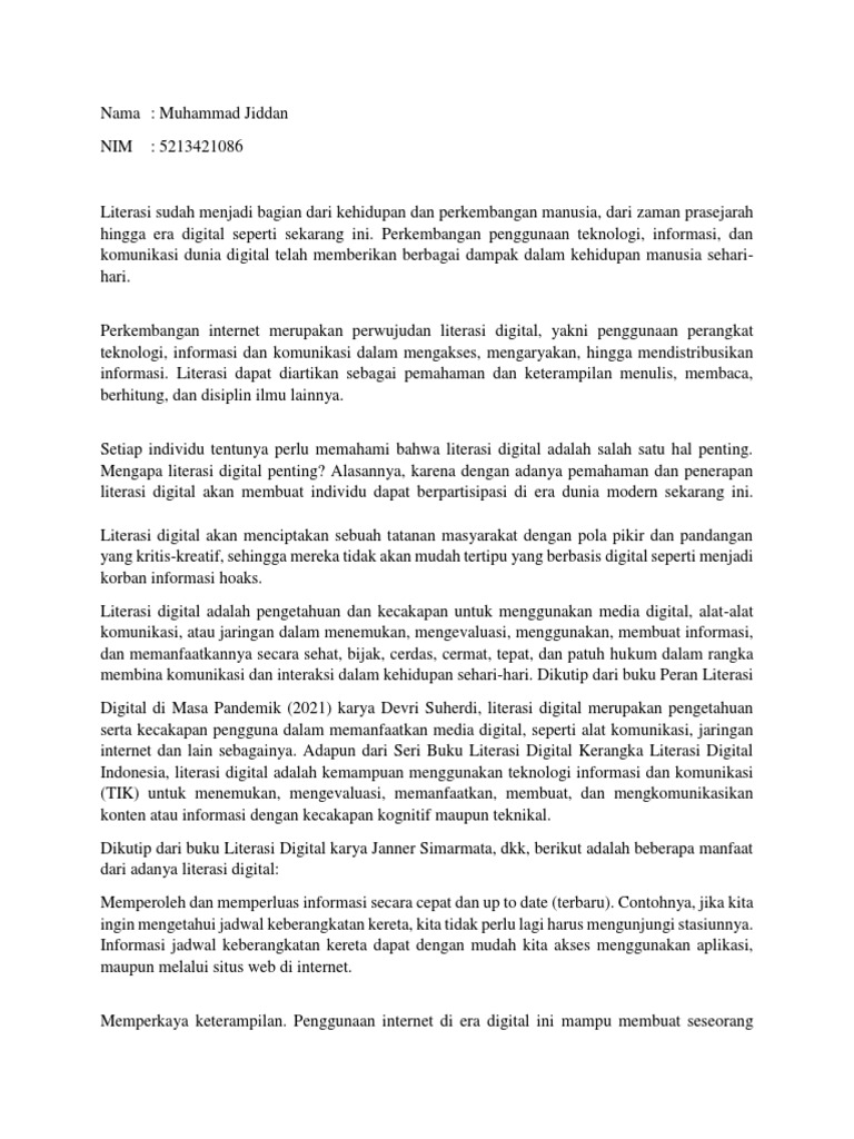 Tujuan dan Manfaat Literasi Digital | PDF