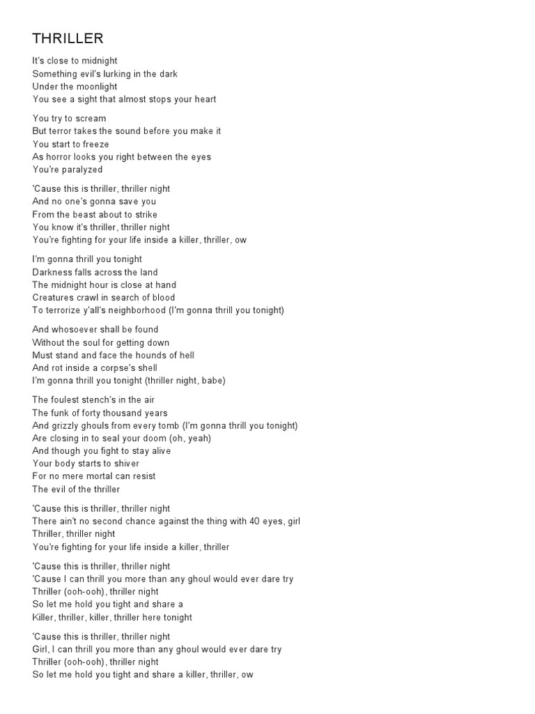 Letras THRILLER | PDF