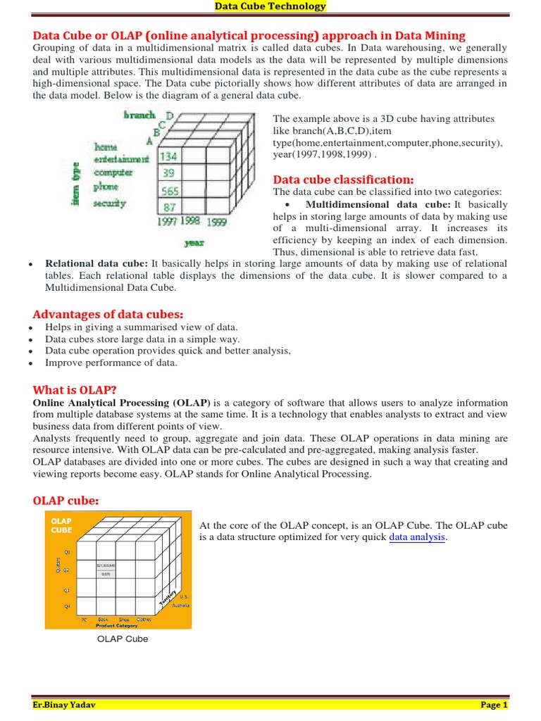 Unit - 3 Data Cube Technology | PDF | Data Management | Information ...