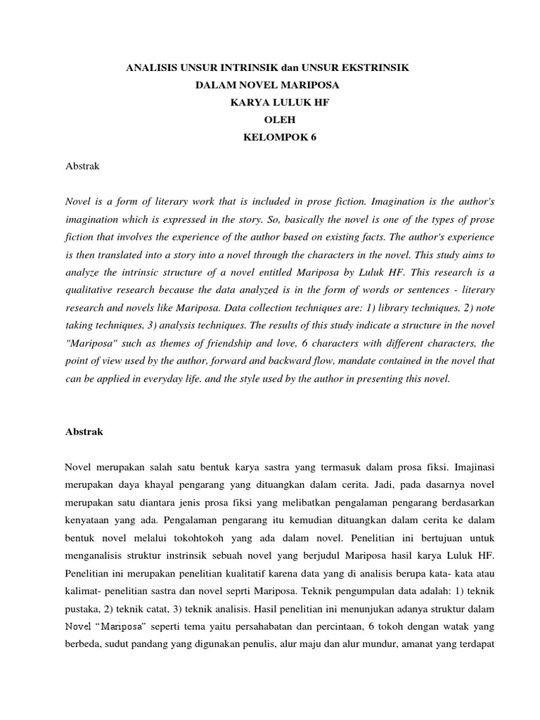 Analisis Unsur Intrinsik Dan Unsur Ekstrinsik | PDF