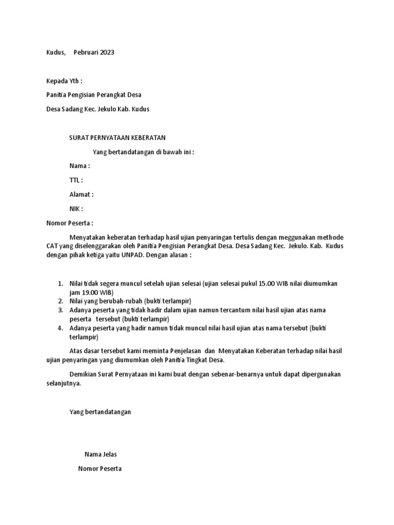 Surat Keberatan | PDF