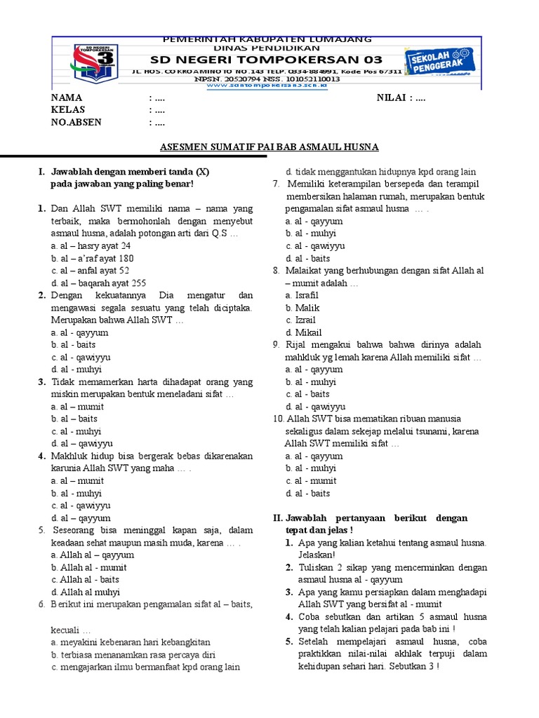 PH Pai KLS 5 Asmaul Husna | PDF | Agama & Spiritualitas