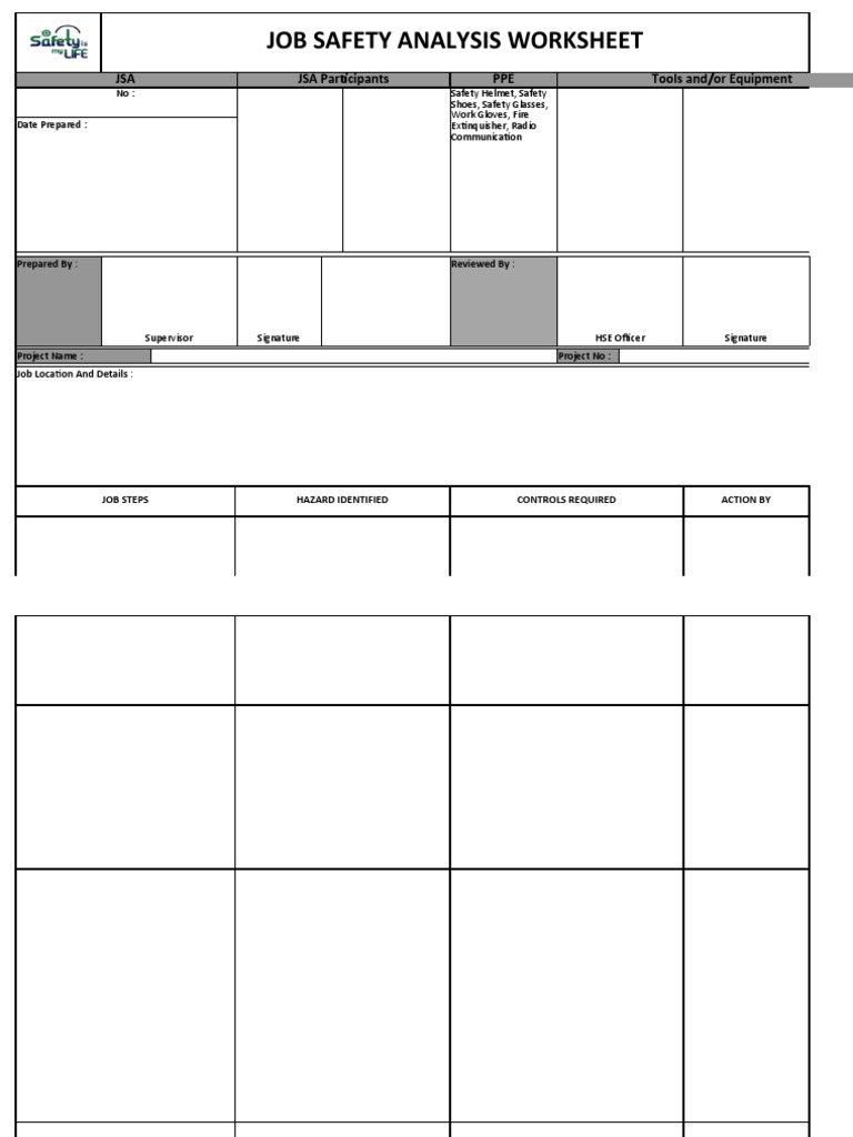 Job Safety Analysis Template | PDF