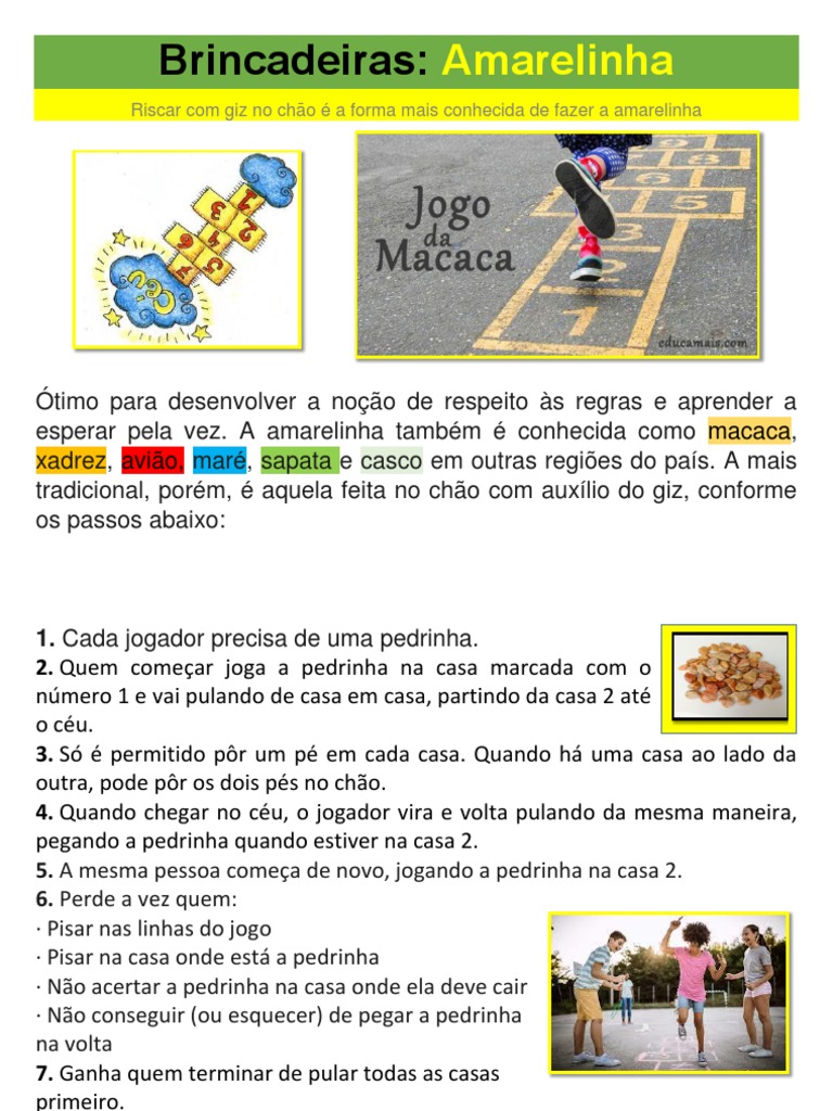 Brincadeiras Populares - Amarelinha | PDF | Arte
