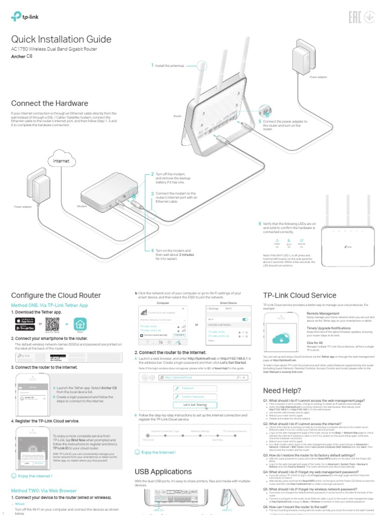 Archer C8 (EU) V3 Quick Installation Guide 1480748718870s | PDF | Wi Fi ...