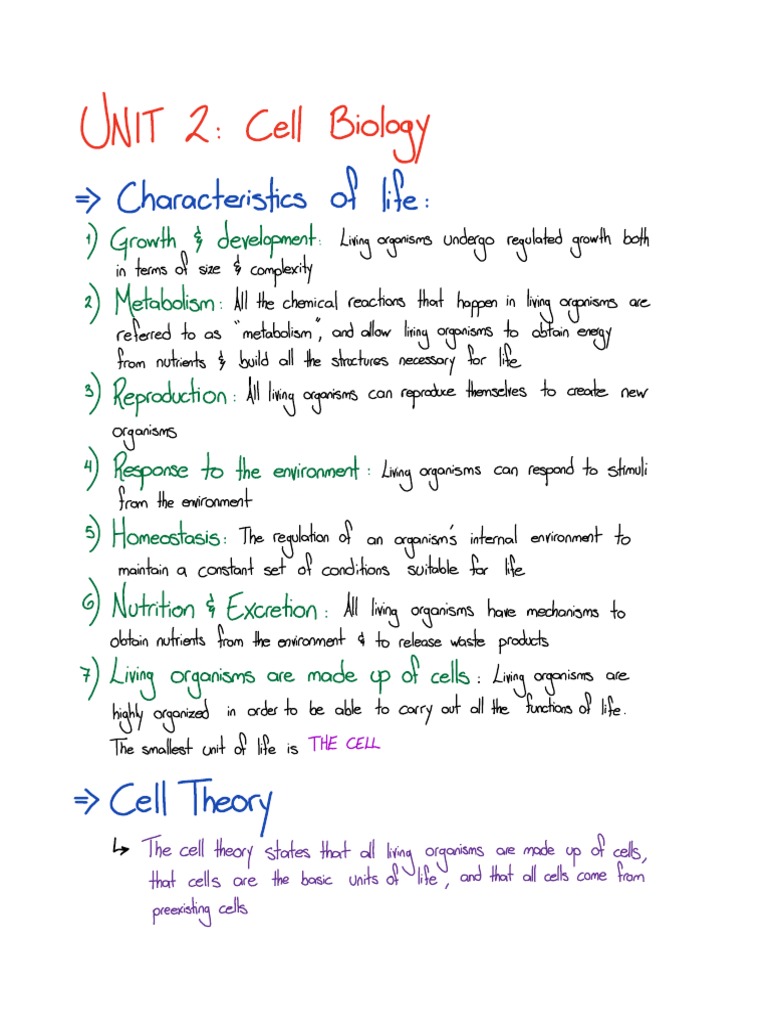 Unit 2 Bio Notes - Cell Biology | PDF | Cell (Biology) | Cell Membrane