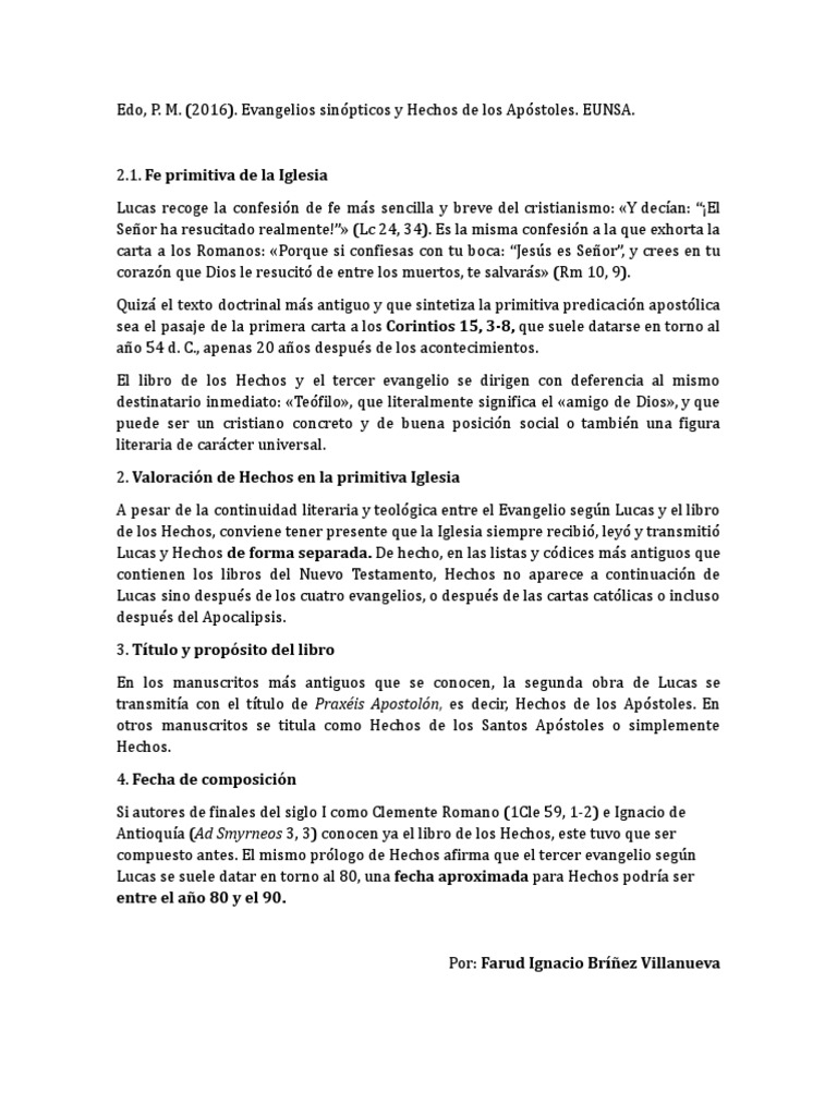 Evangelios Sinópticos y Hechos de Los Apóstoles | PDF