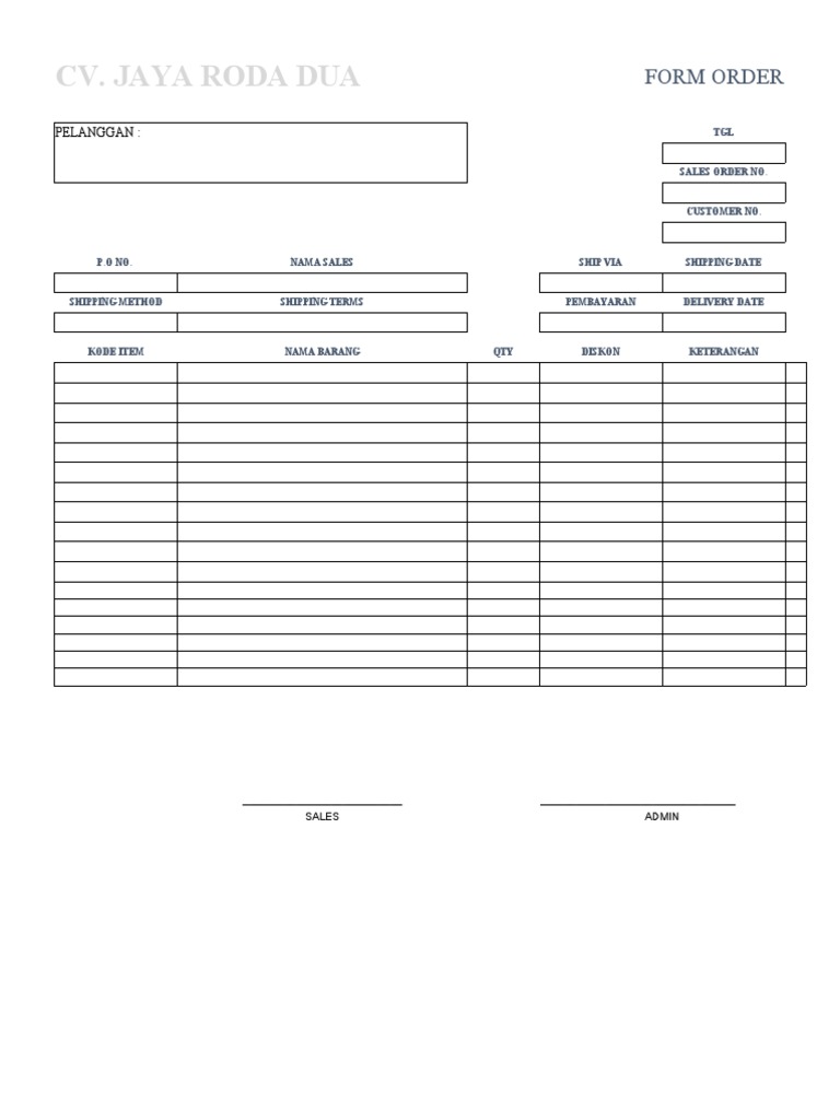 Sales Order Form Template | PDF