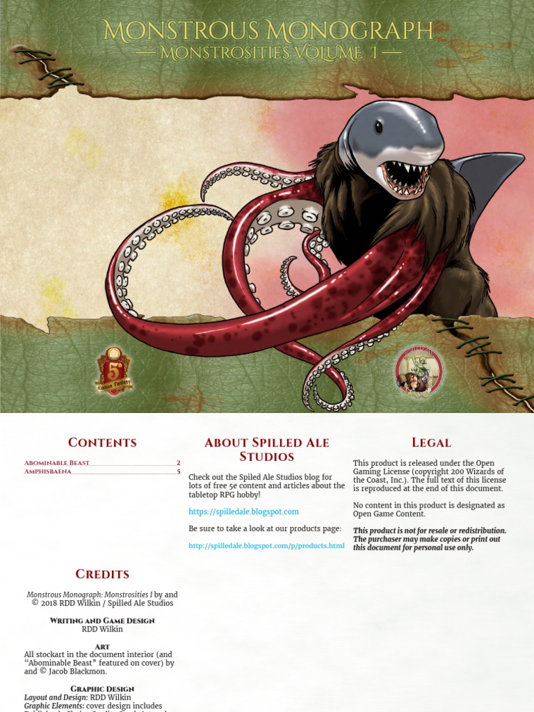 Monstrous Monograph Monstrosities Volume I | PDF | Copyright | License