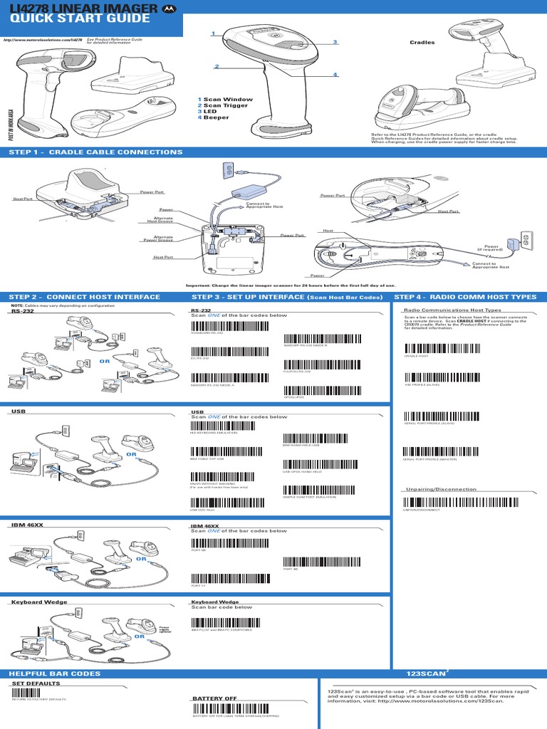 LI4278 Scanner Quick Start Guide | PDF | Barcode | Radio