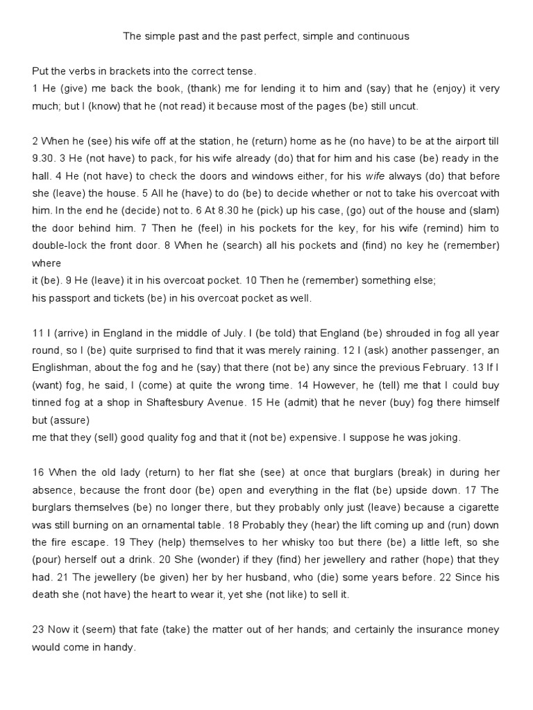 Narrative Tenses | PDF | Grammatical Tense