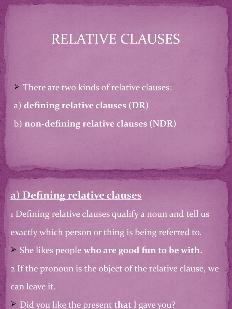 Relative Clauses | PDF | Pronoun | Subject (Grammar)