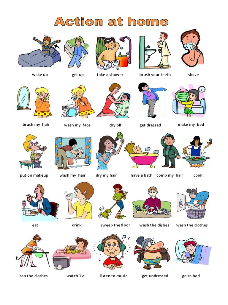 Daily Routines Action at Home Picture Dictionaries - 32703 | PDF ...