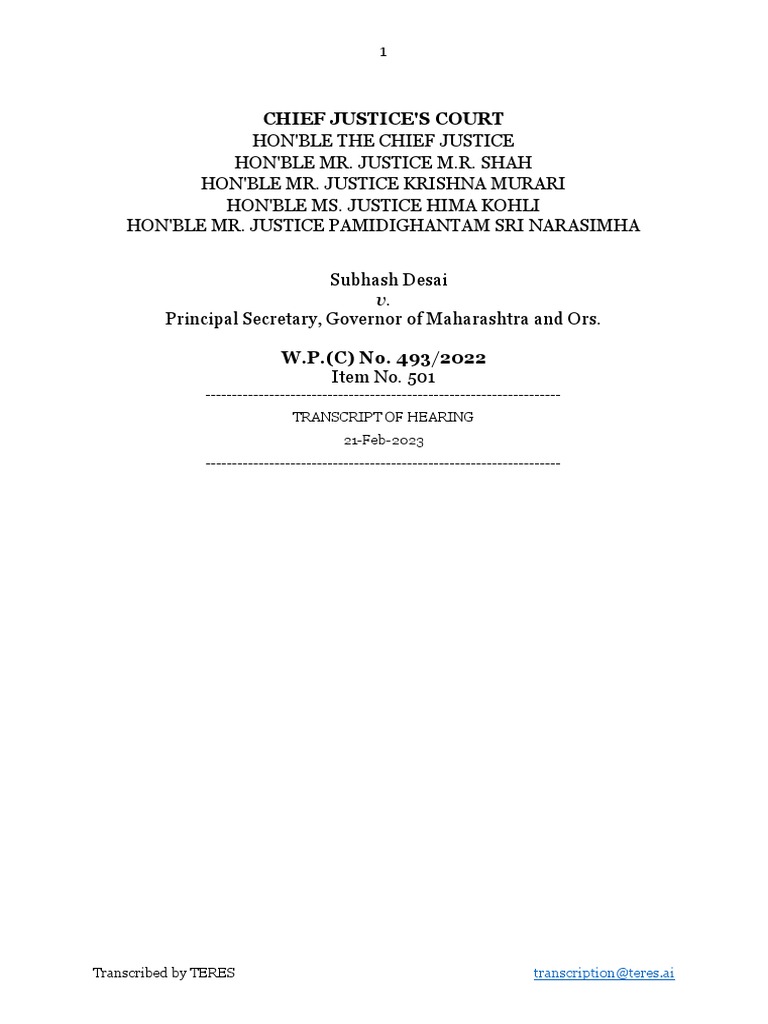 Transcript of WP (C) 493 of 2022 Hearing On 21 February 2023 | PDF ...