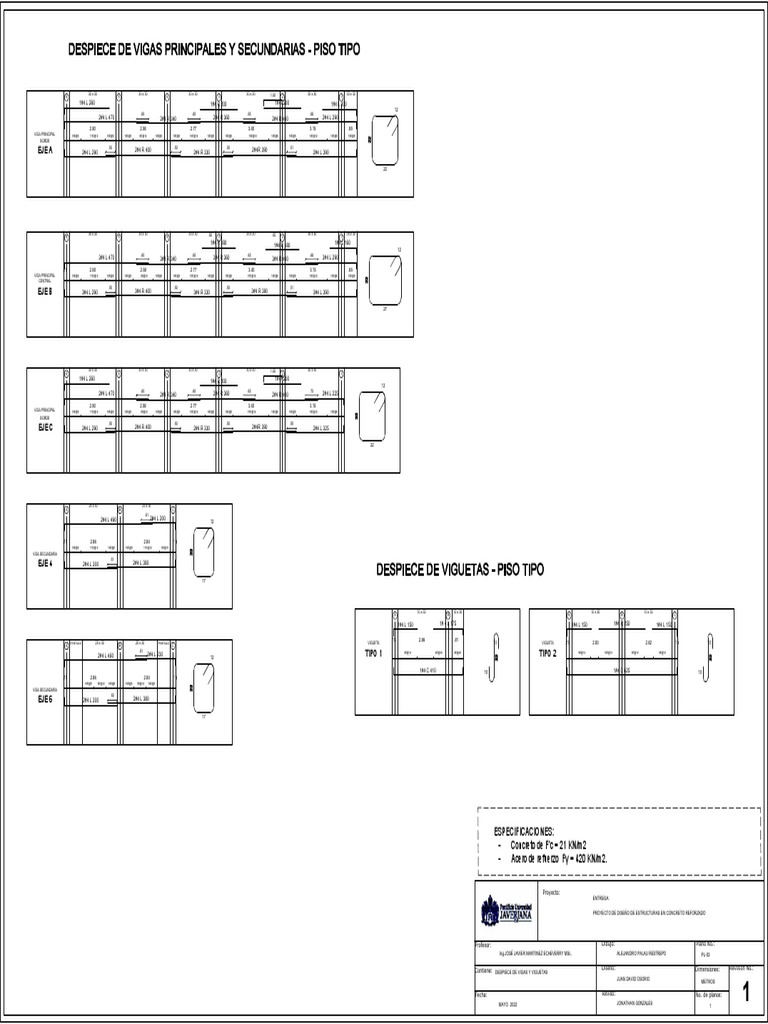 Plano 3. Despieces de Vigas y Viguetas | PDF
