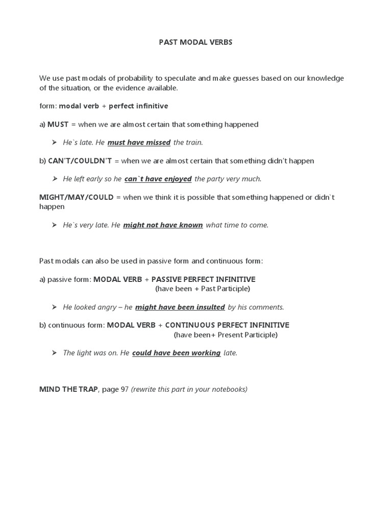 Past Modal Verbs | PDF