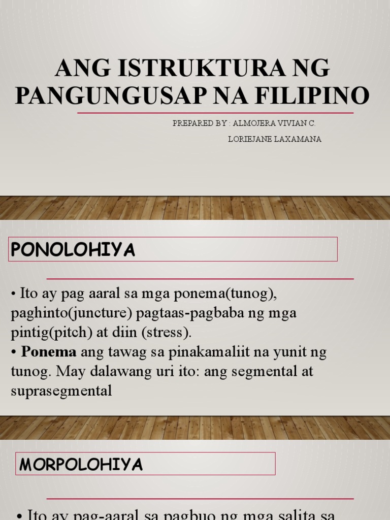 Ang Istruktura NG Pangungusap Na Filipino | PDF