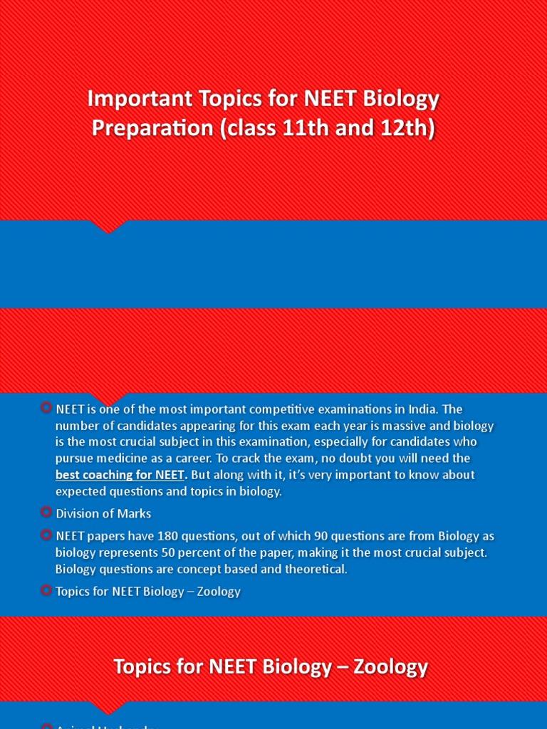 Important Topics For NEET.9678586.Powerpoint | PDF | Wellness